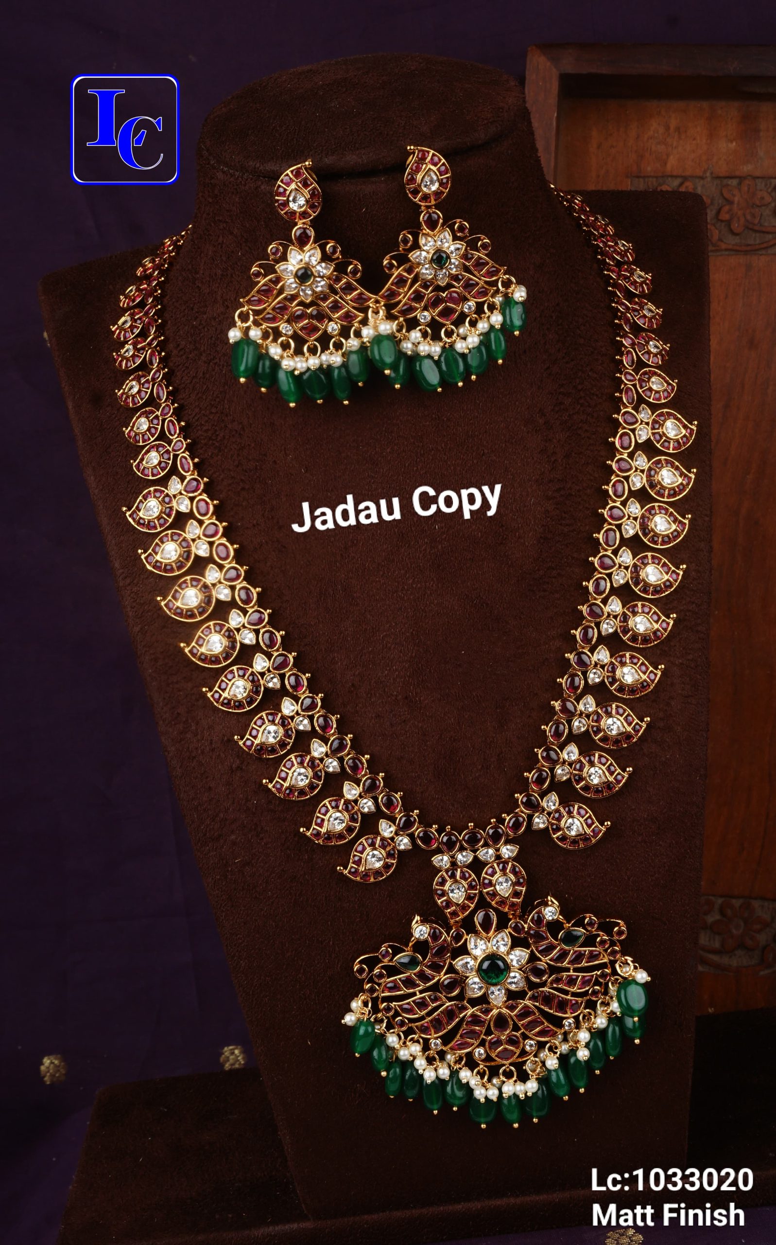 Jadau Style Mango Design Long Haram | Urvaa | One Gram Gold Jadau Style ...