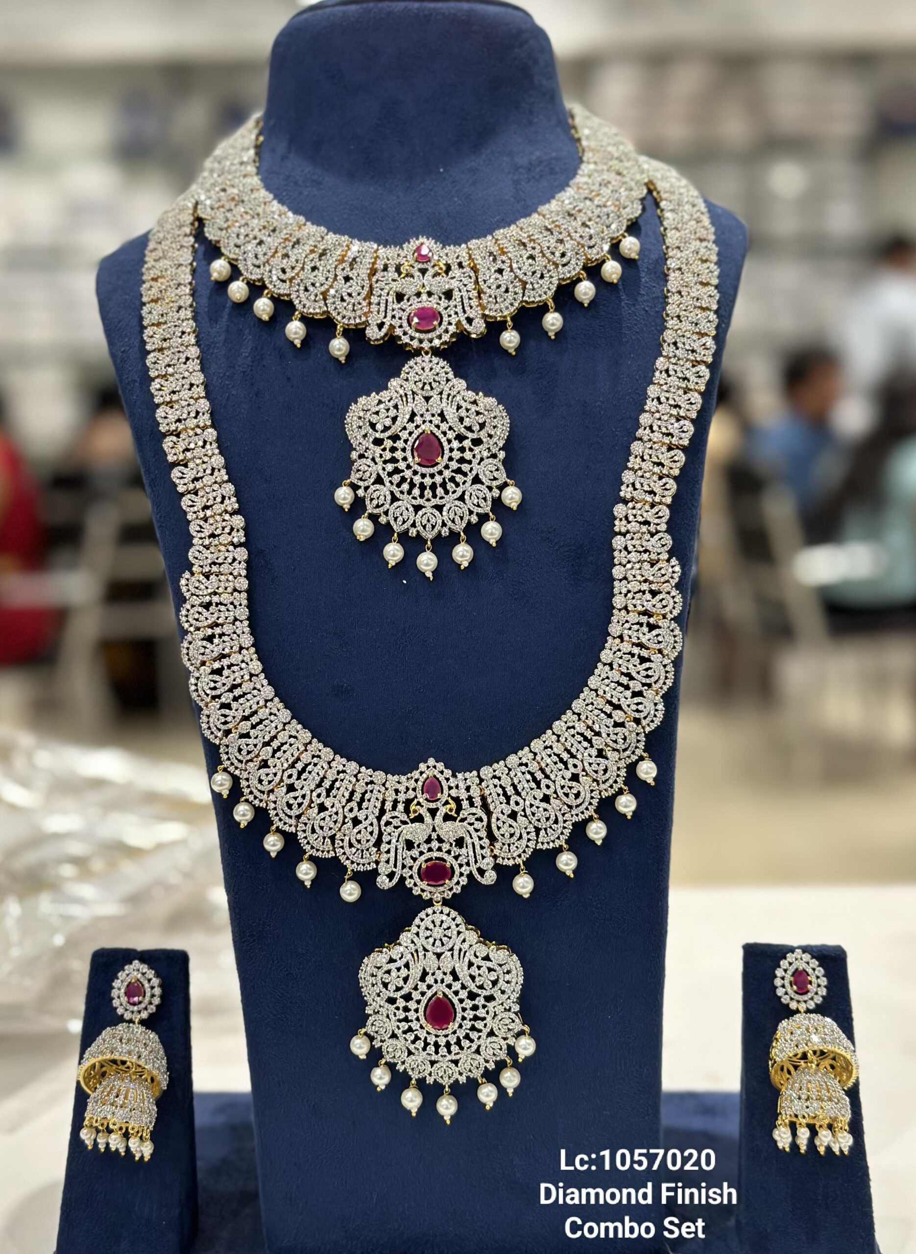 CZed Diamond Bridal Jewelry Set | Urvaa | One Gram Gold CZed Diamond ...