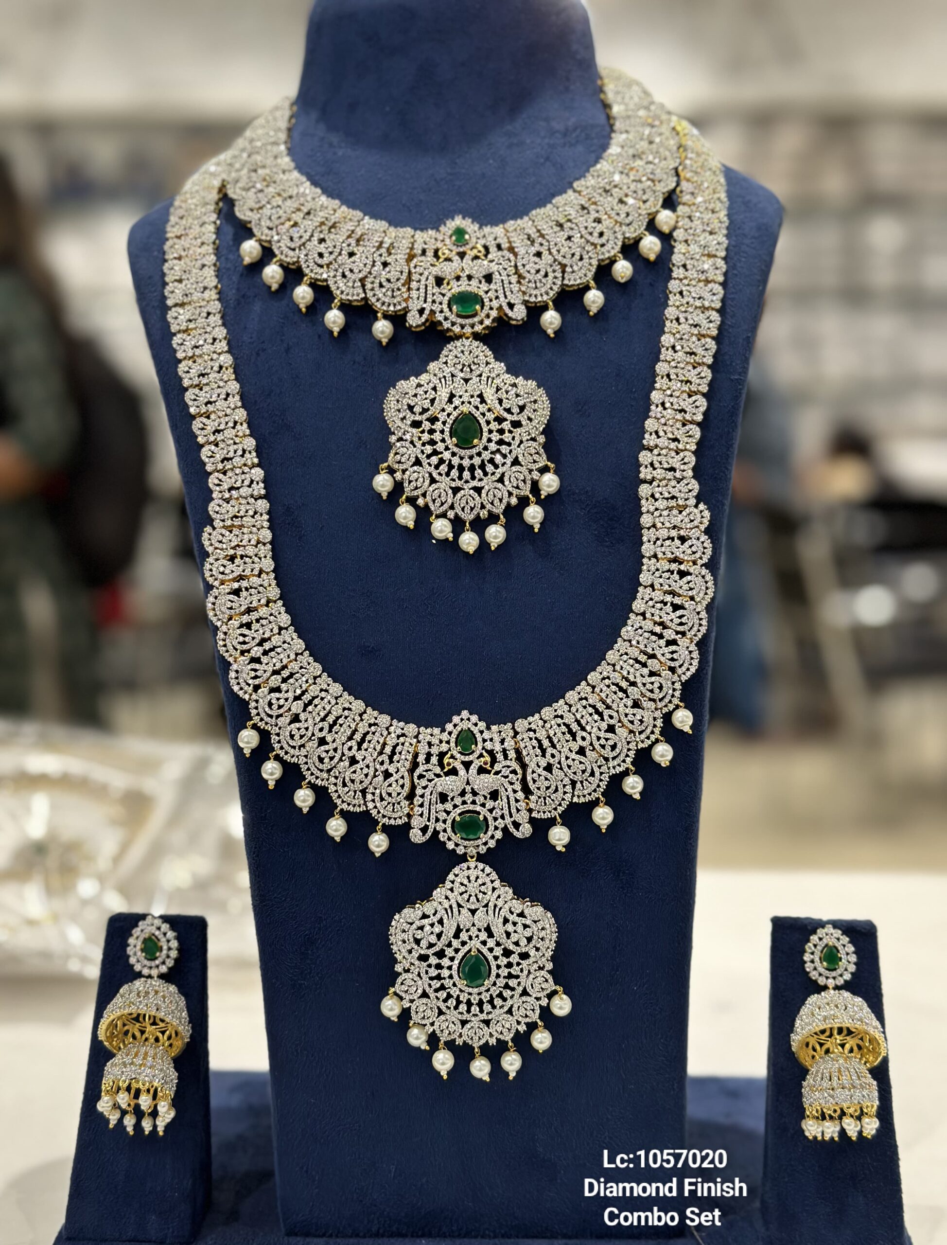 CZed Diamond Bridal Jewelry Set | Urvaa | One Gram Gold CZed Diamond ...