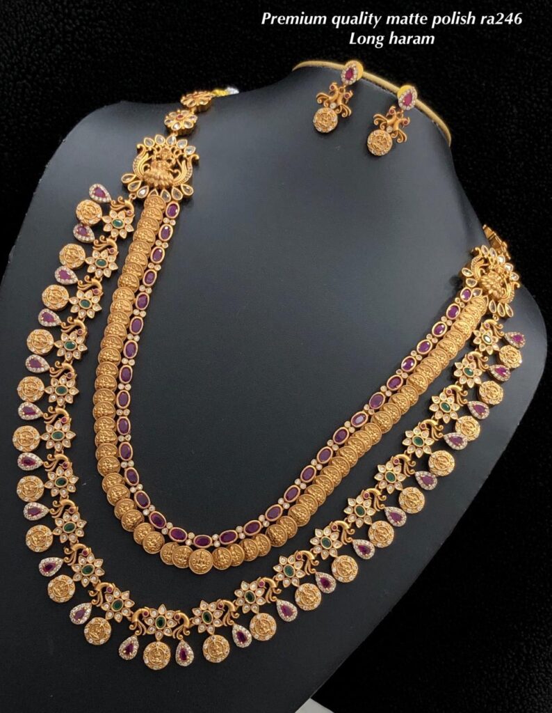 CZ Layered Haram With Earrings | Urvaa | One Gram Gold CZ Layered Haram ...