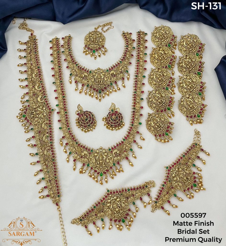 Complete Bridal Jewellery Set In Matt Finish | Urvaa | One Gram Gold ...