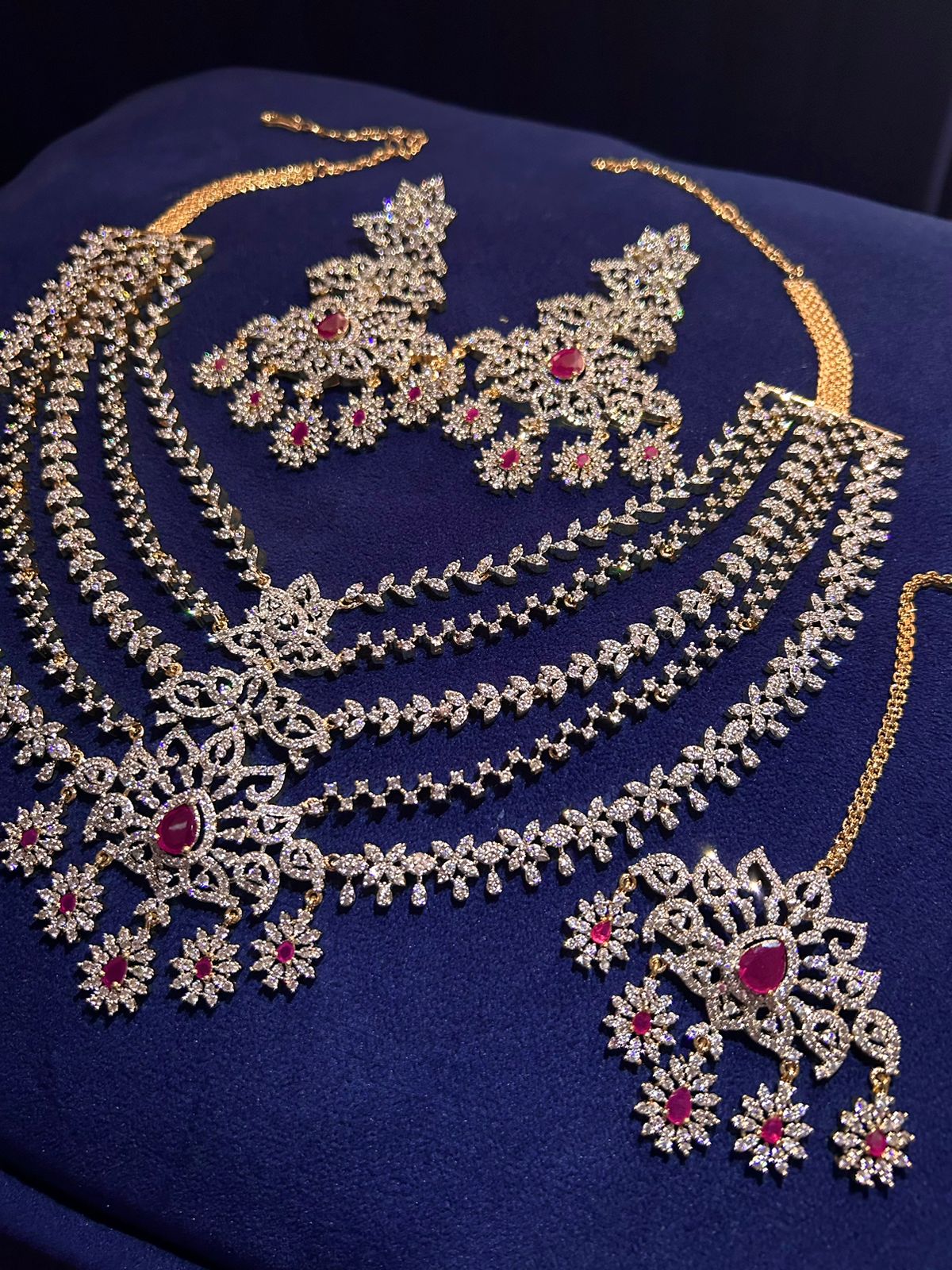 CZ Diamond Bridal Necklace Set Online | Urvaa | One Gram Gold CZ ...