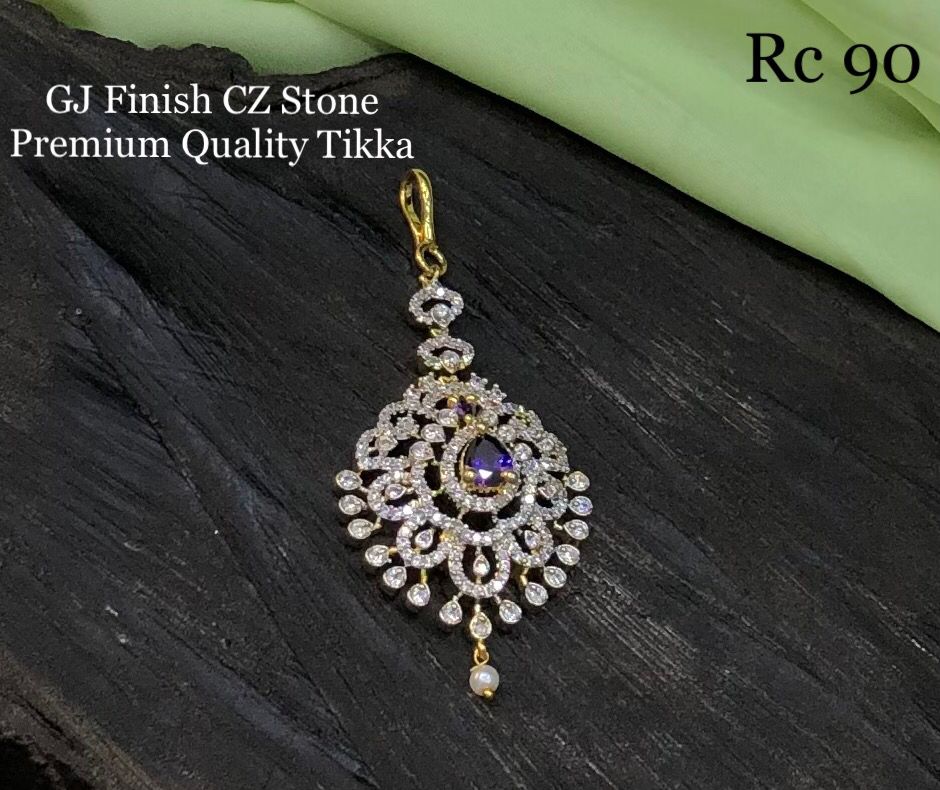 CZ Diamond Maang Tika | Urvaa | One Gram Gold CZ Diamond Maang Tika ...