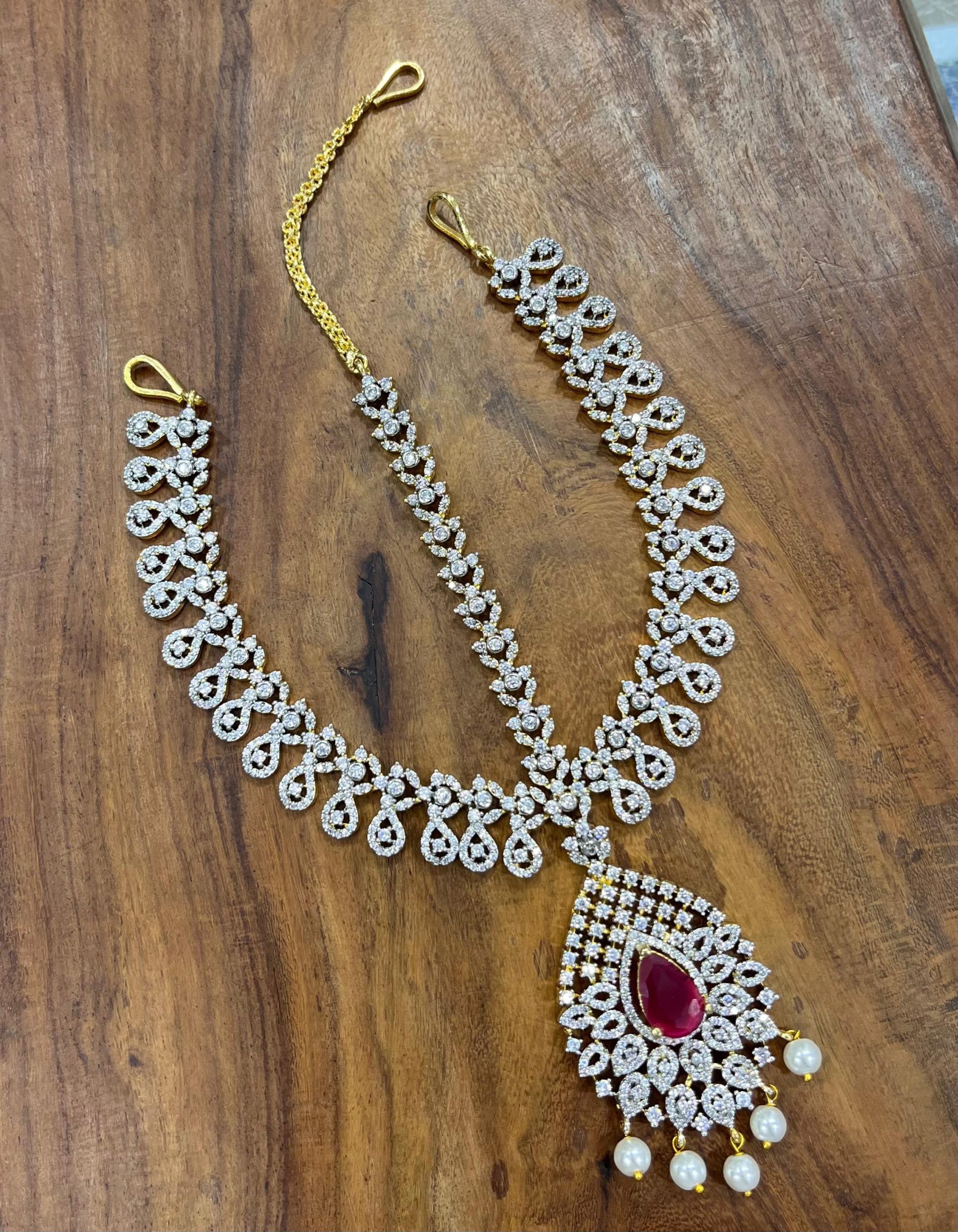 CZ Diamond Maang Tika | Urvaa | One Gram Gold CZ Diamond Maang Tika ...