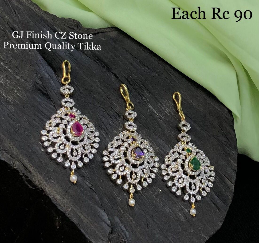 CZ Diamond Maang Tika | Urvaa | One Gram Gold CZ Diamond Maang Tika ...