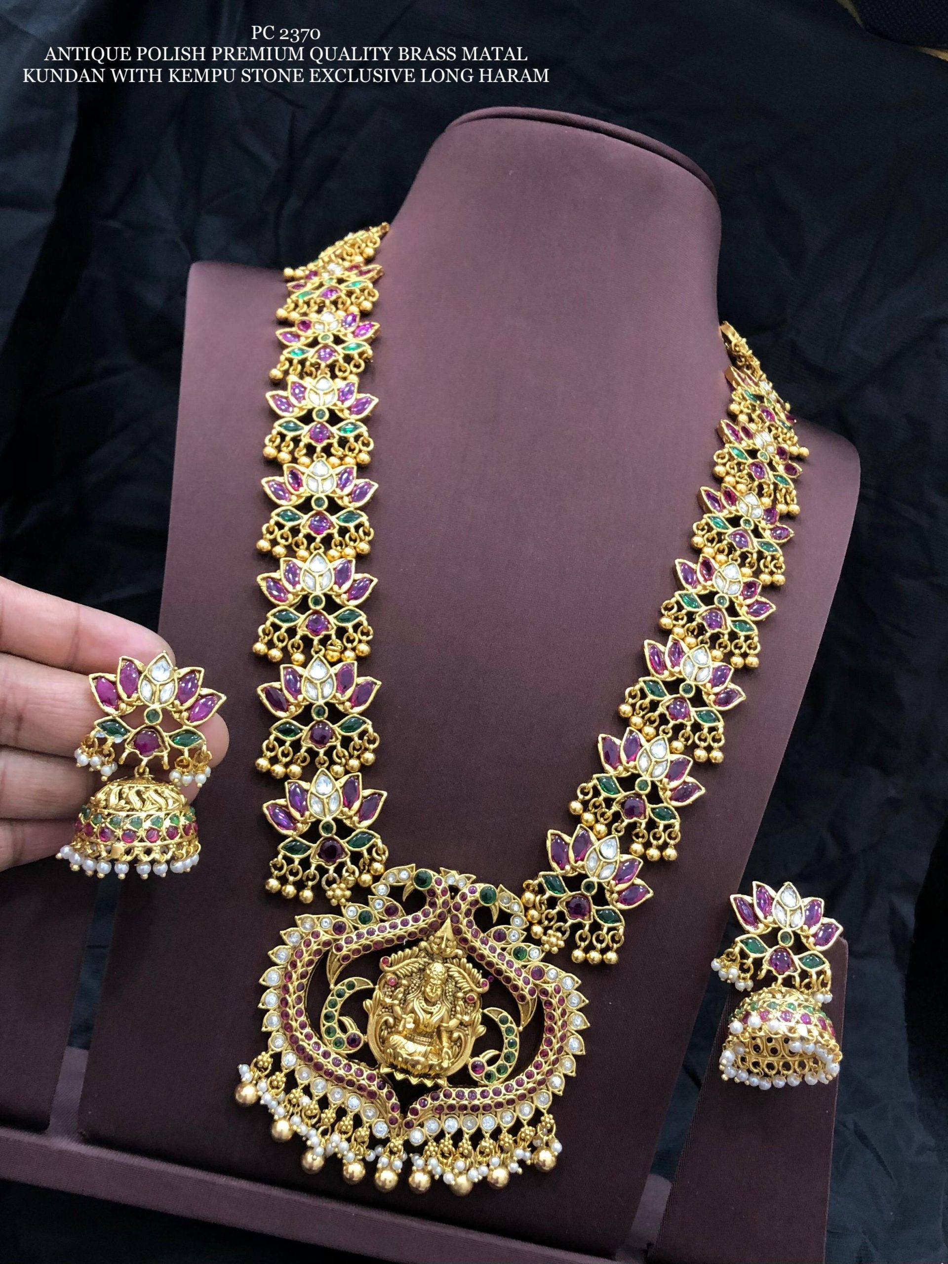 Traditional Kempu Haram With Jhumkas | Urvaa | One Gram Gold ...