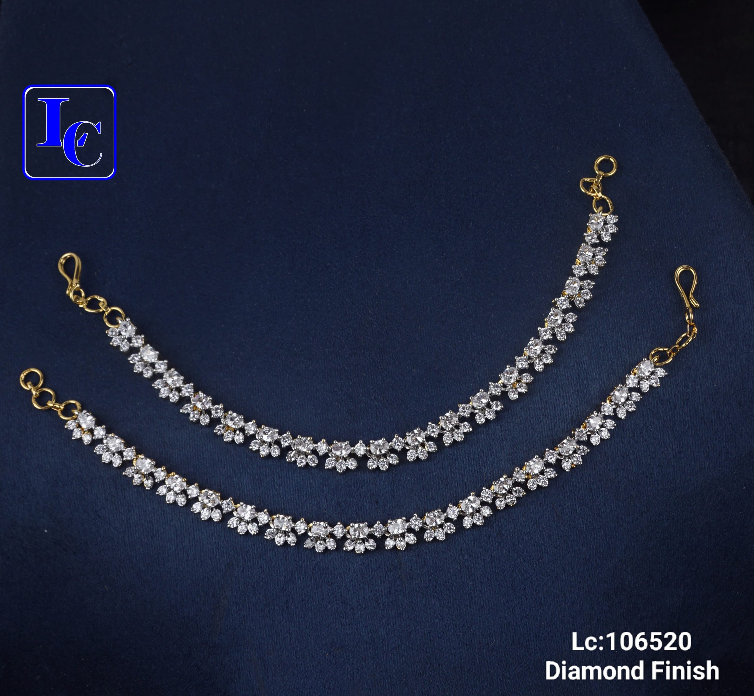 Simple CZ Diamond Ear Chains | Urvaa | One Gram Gold Simple CZ Diamond ...
